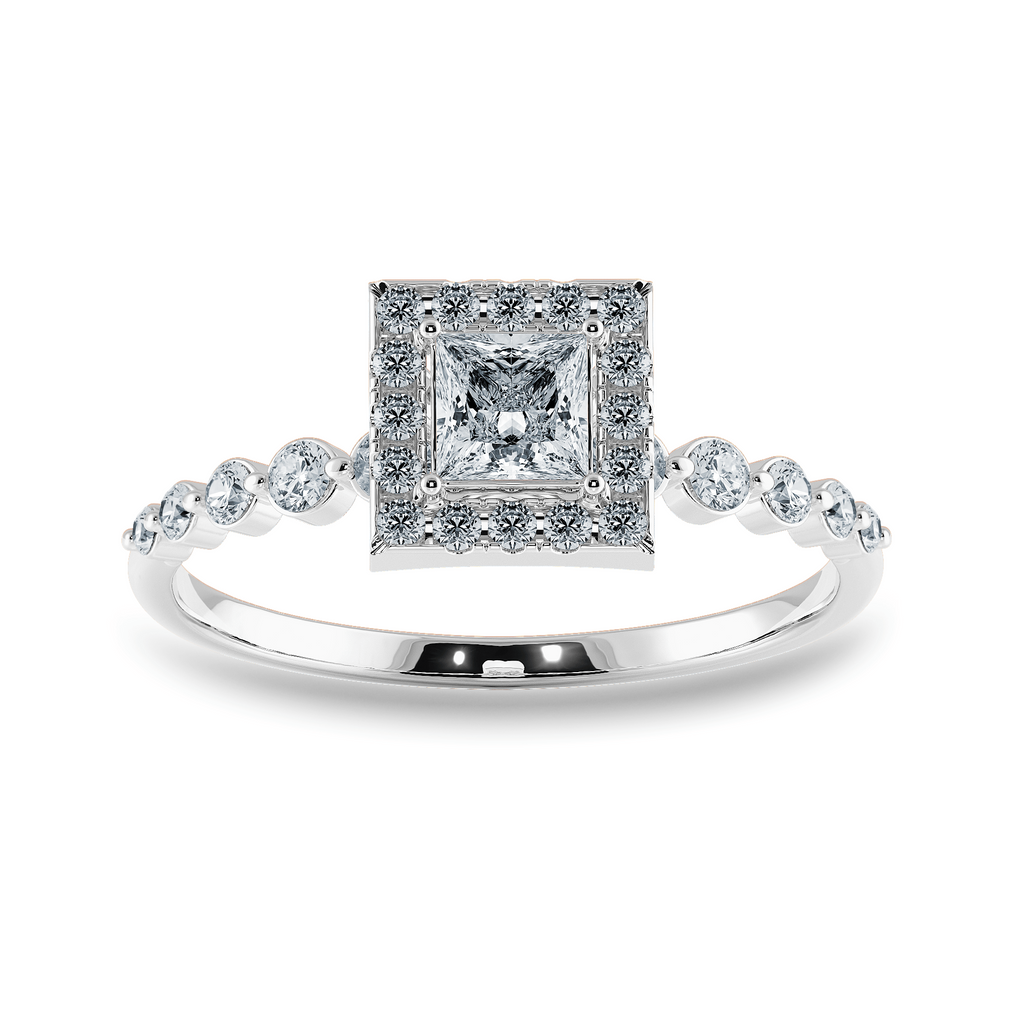 20 Pointer Princess Cut Halo Diamond Accents Platinum Ring JL PT 2003 ...