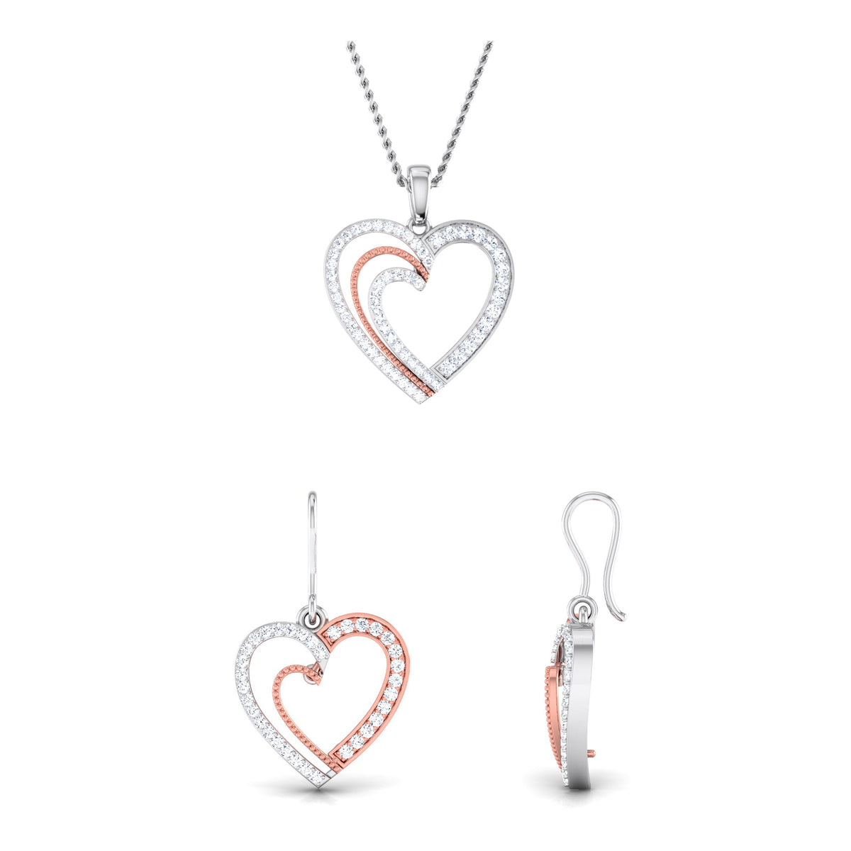 Buy Platinum Pendant & Earring Sets Online in India