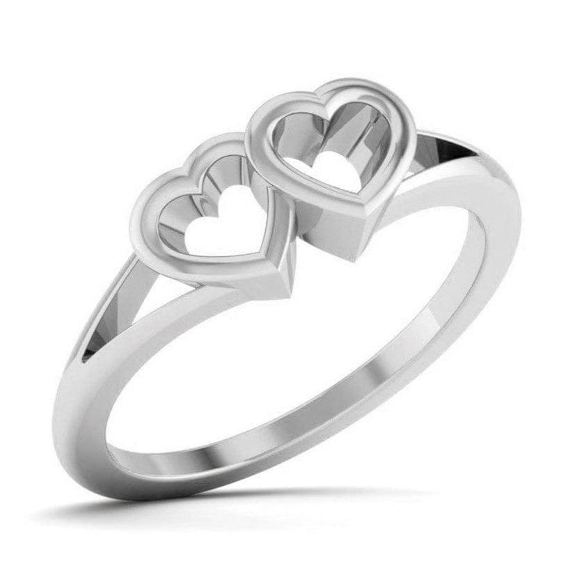 2 Hearts Plain Platinum Ring for Women JL PT 550 – Jewelove™