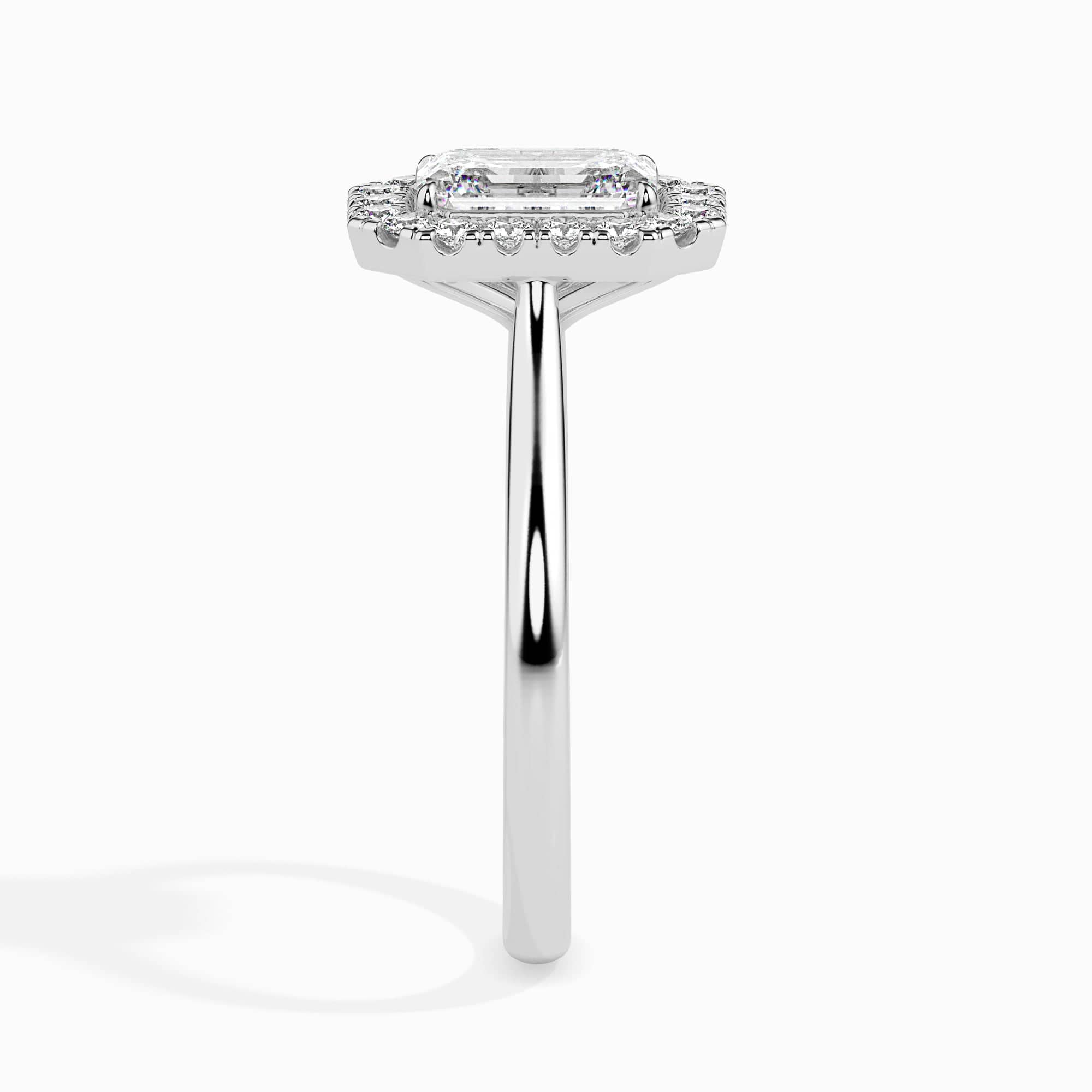 30-Pointer Emerald Cut Solitaire Halo Diamond Platinum Ring JL PT 1902