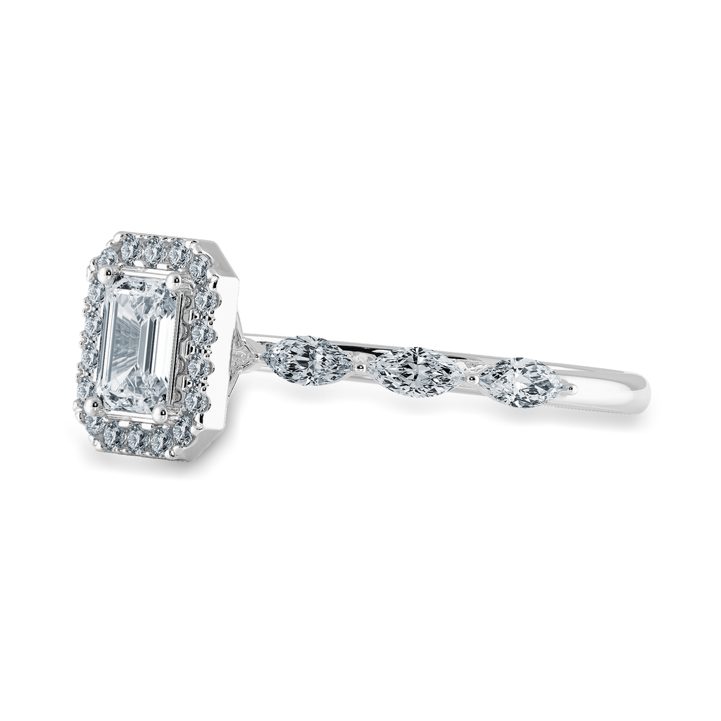 30-Pointer Emerald Cut Solitaire Halo Diamonds with Pear Cut Diamonds
