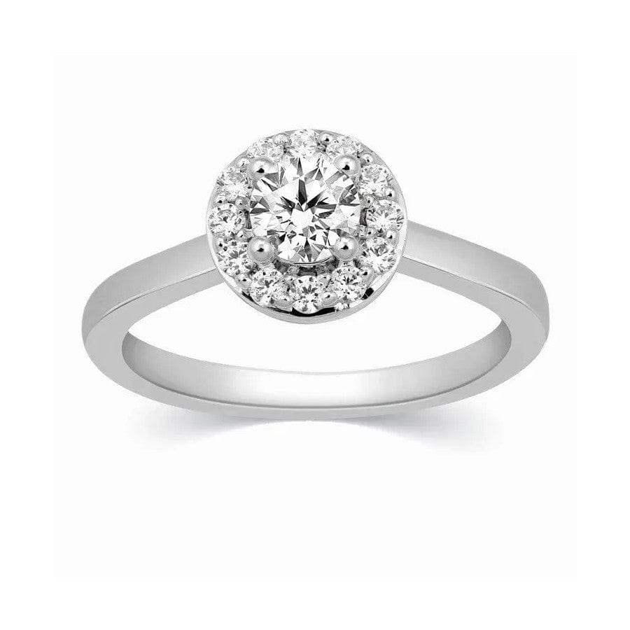 30-Pointer Halo Diamond Solitaire Platinum Engagement Ring JL PT 324 ...