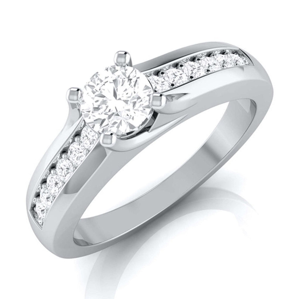 30-Pointer Platinum Solitaire Engagement Ring for Women with Accent Di ...