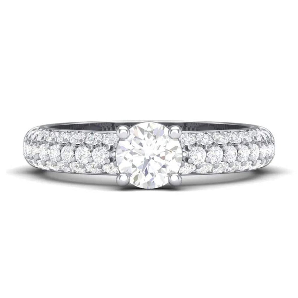 30-Pointer Platinum Solitaire Engagement Ring with 3 Row Diamonds JL P ...