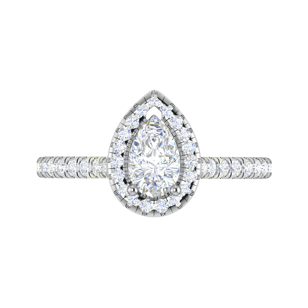 30-Pointer Solitaire Pear Diamond Accents Platinum Ring JL PT RH PS 13