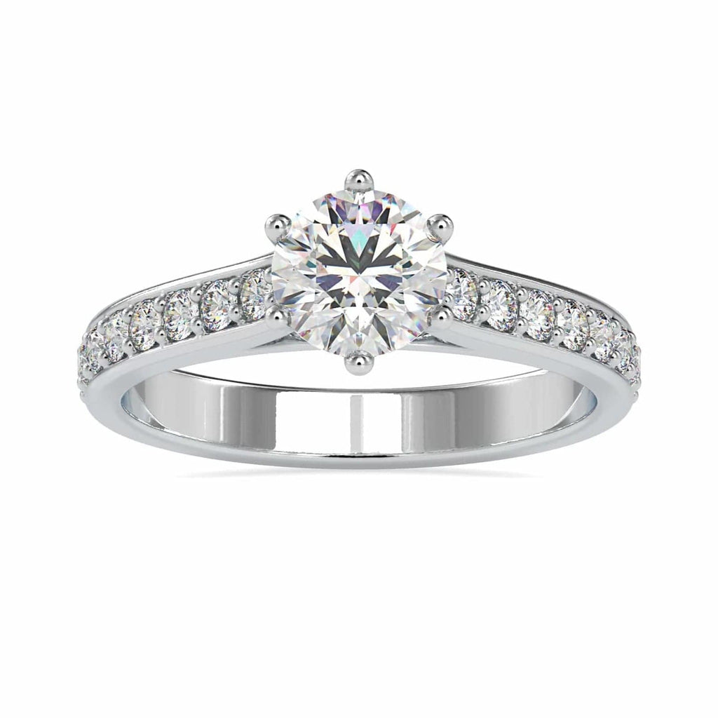 30-Pointer Solitaire Platinum Diamond Shank Engagement Ring JL PT 0027 ...