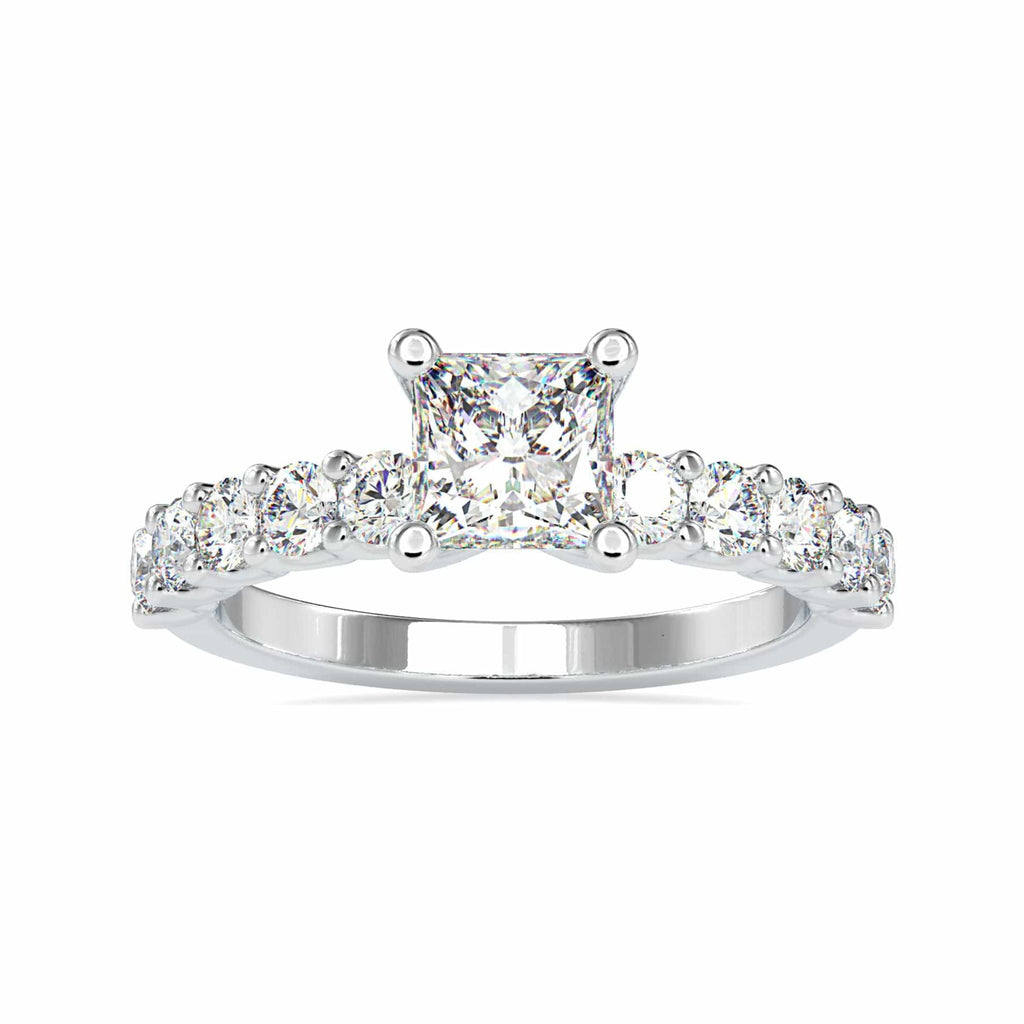 30-Pointer Princess Cut Solitaire Platinum Diamond Shank Ring JL PT 01 ...
