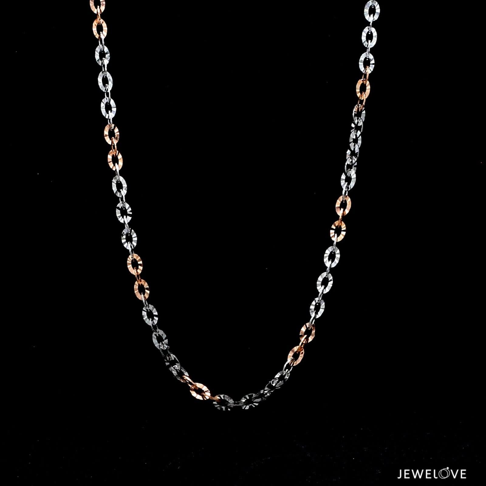 Jewelove™ Chains 3mm Japanese Platinum Rose Gold Chain with Shiny ...