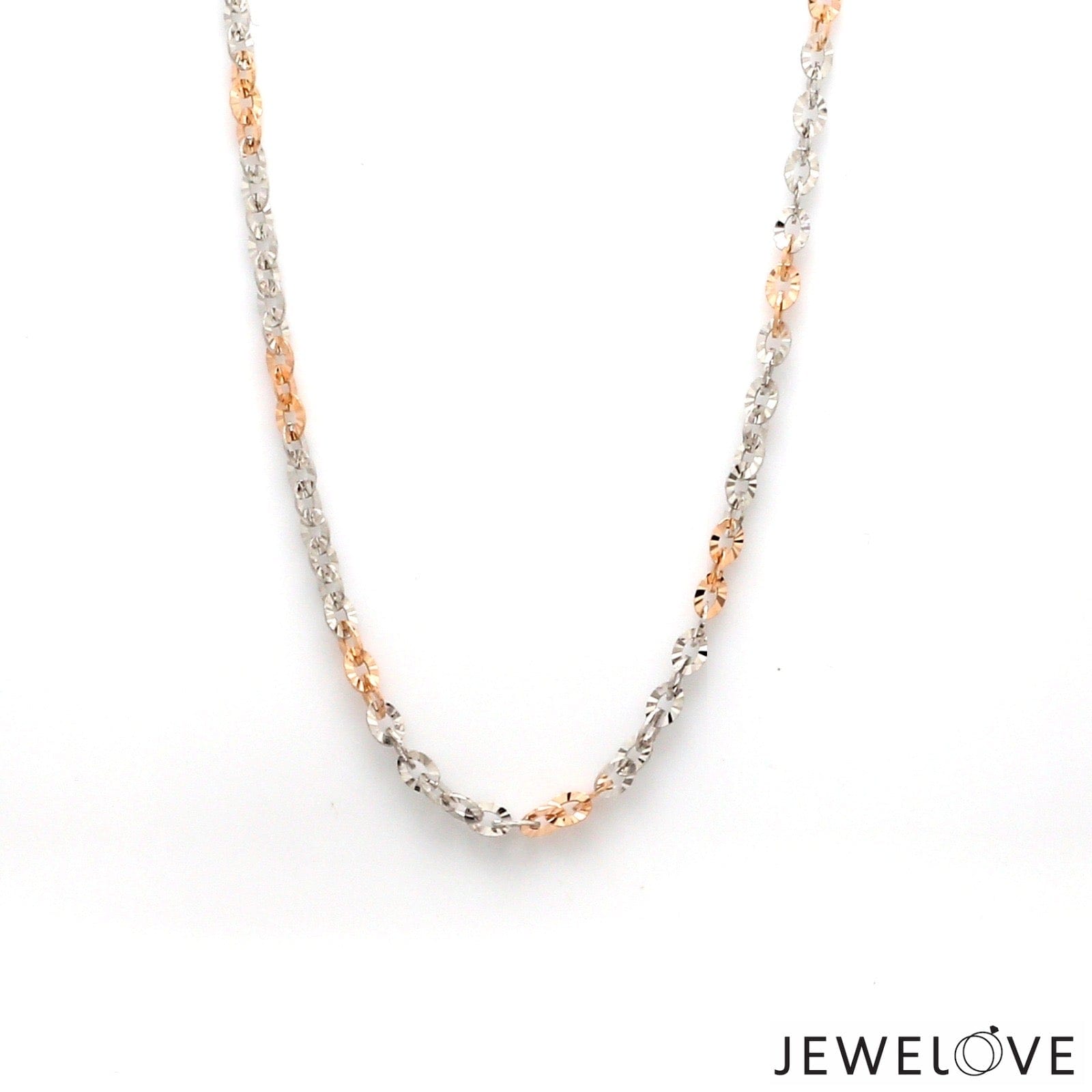 Jewelove™ Chains 3mm Japanese Platinum Rose Gold Chain with Shiny ...