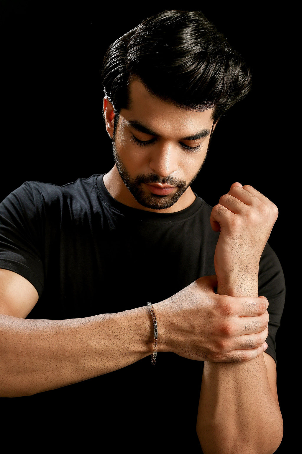 Jewelove™ Bangles & Bracelets 4.5mm Platinum Rose Gold Bracelet with Hi ...