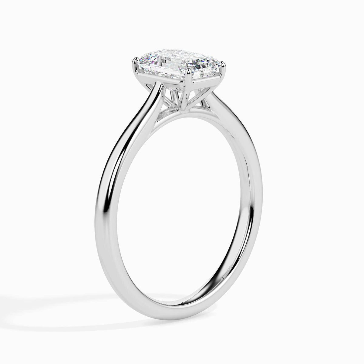 50-Pointer Emerald Cut Solitaire Platinum Ring JL PT 19005-A