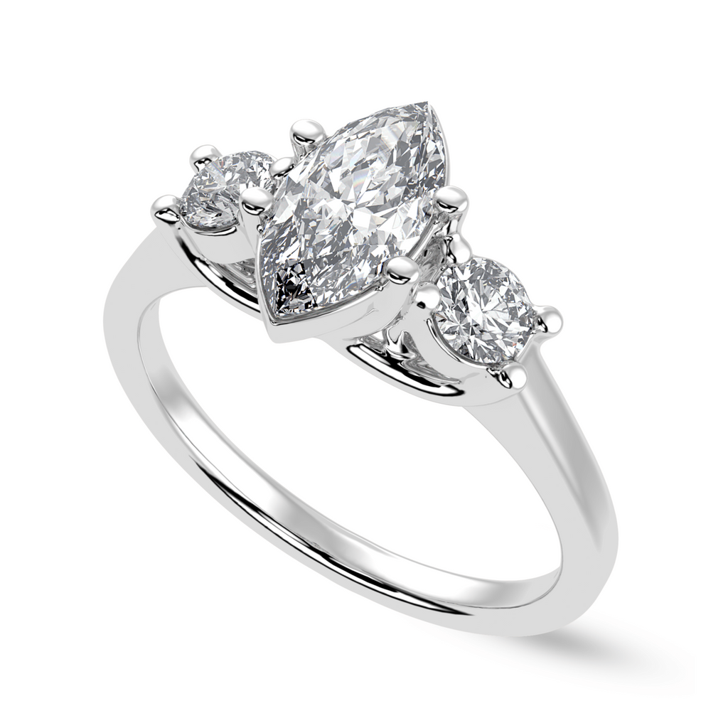 50-Pointer Marquise Cut Solitaire Diamond Accents Platinum Ring JL PT ...