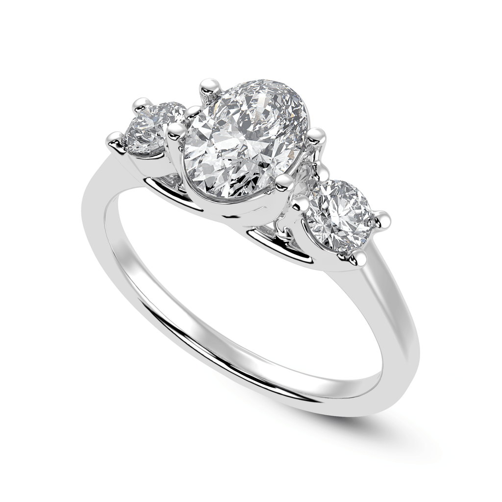 50-Pointer Oval Cut Solitaire Diamond Accents Platinum Ring JL PT 1234 ...