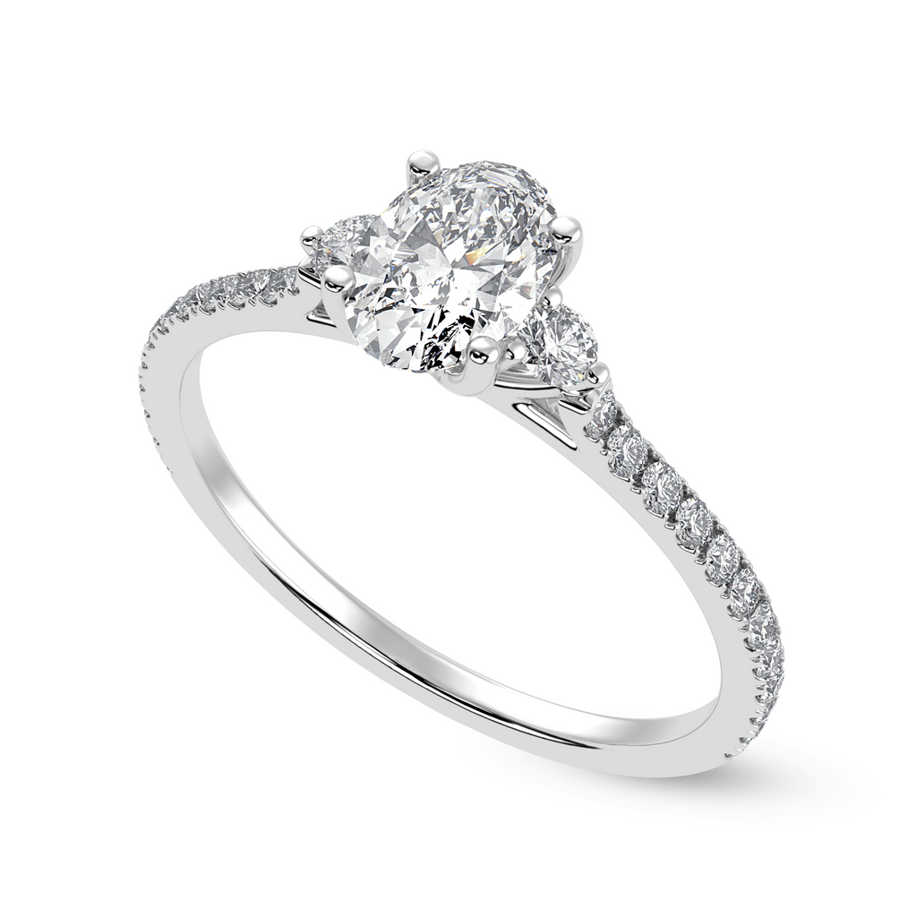 50-Pointer Oval Cut Solitaire Diamond Accents Shank Platinum Ring JL P ...