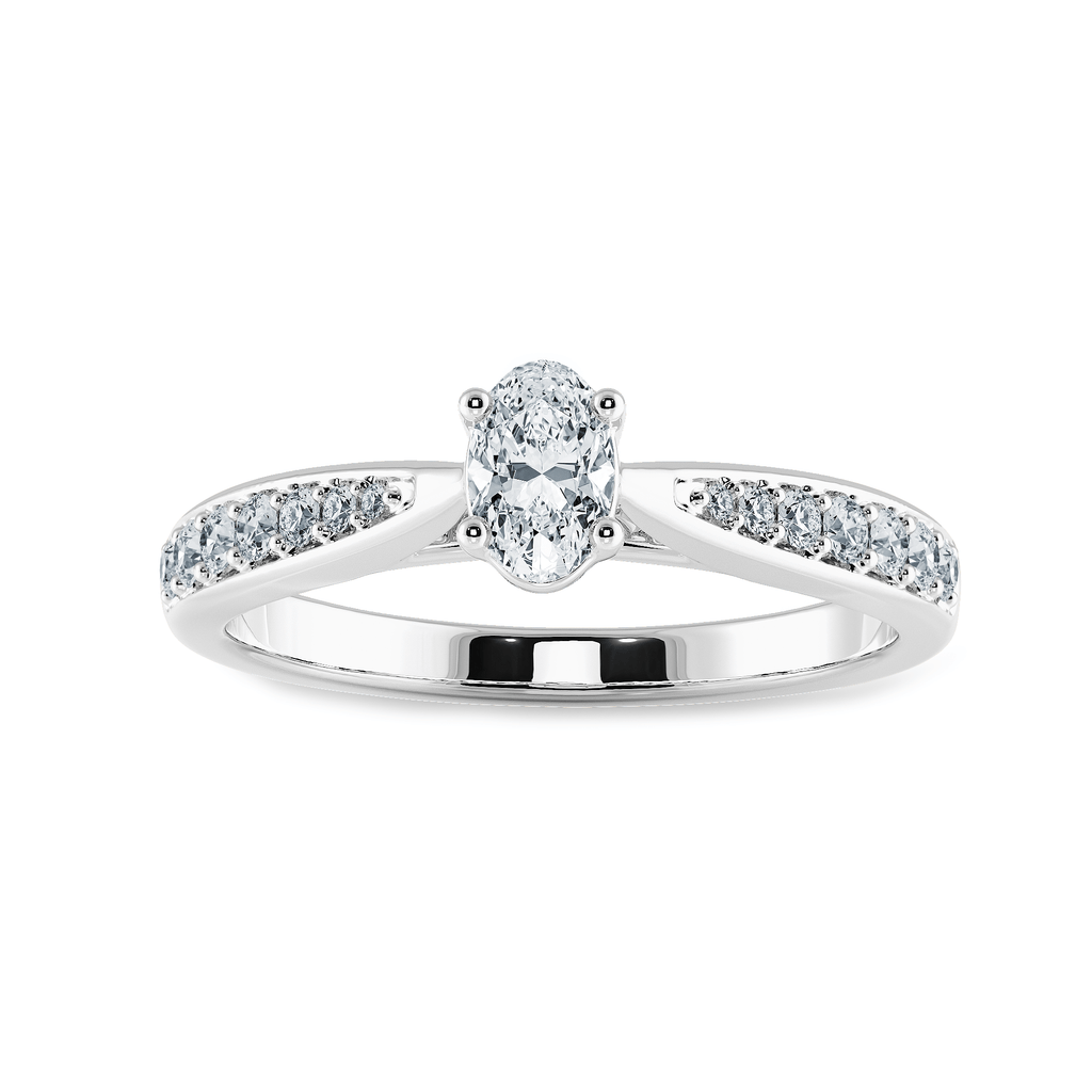 50-Pointer Oval Cut Solitaire Diamond Shank Platinum Ring JL PT 1283-A ...