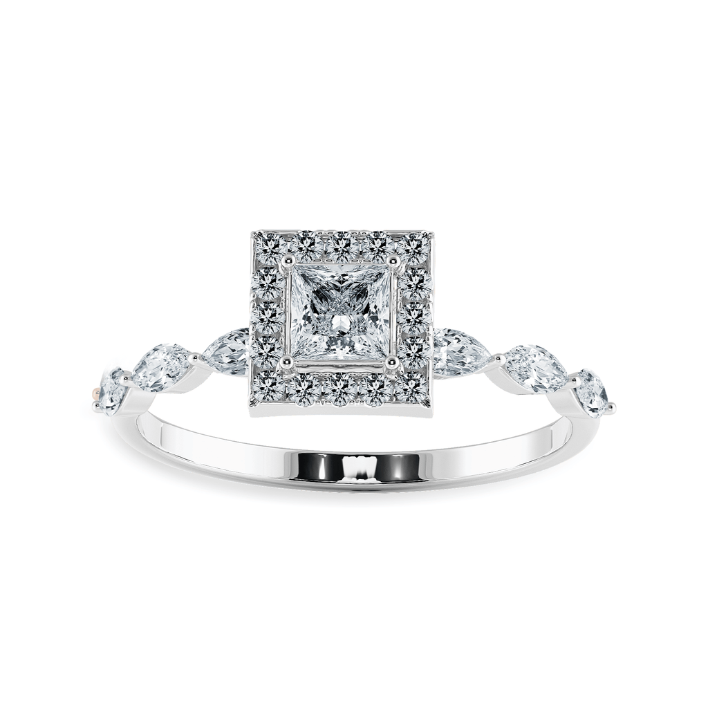 Buy 50-Pointer Princess Cut Solitaire Halo Diamond with Marquise Cut ...