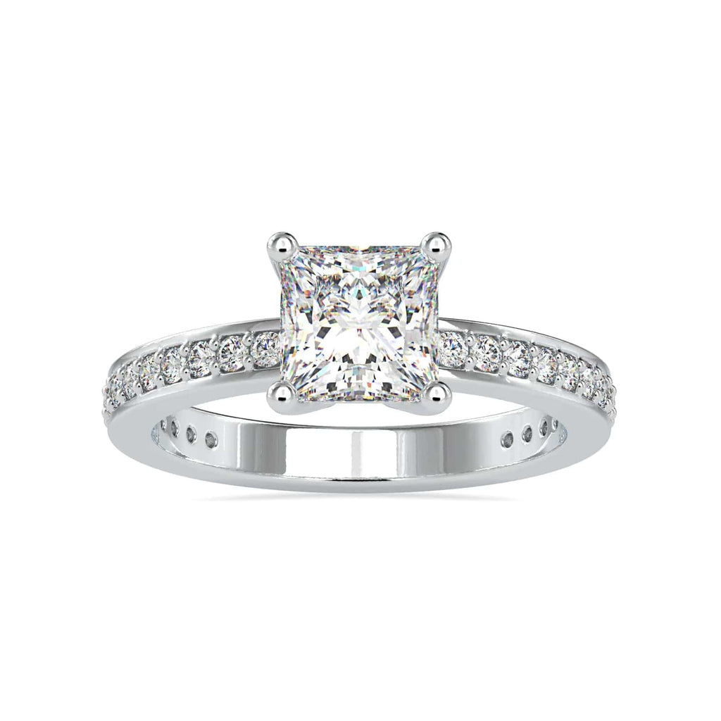 50-Pointer Princess Cut Solitaire Platinum Diamond Shank Ring JL PT 01 ...