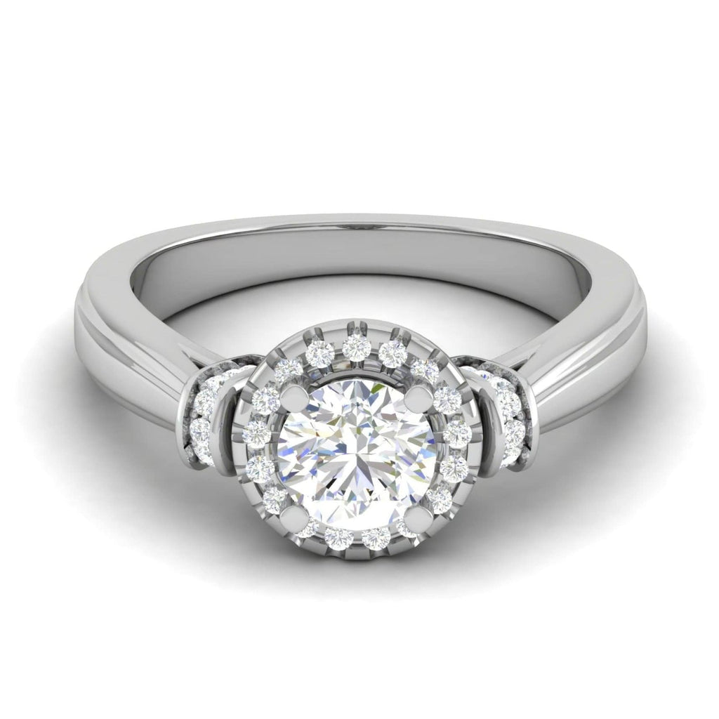 50-Pointer Solitaire Halo Diamond Platinum Engagement Ring JL PT WB599 ...