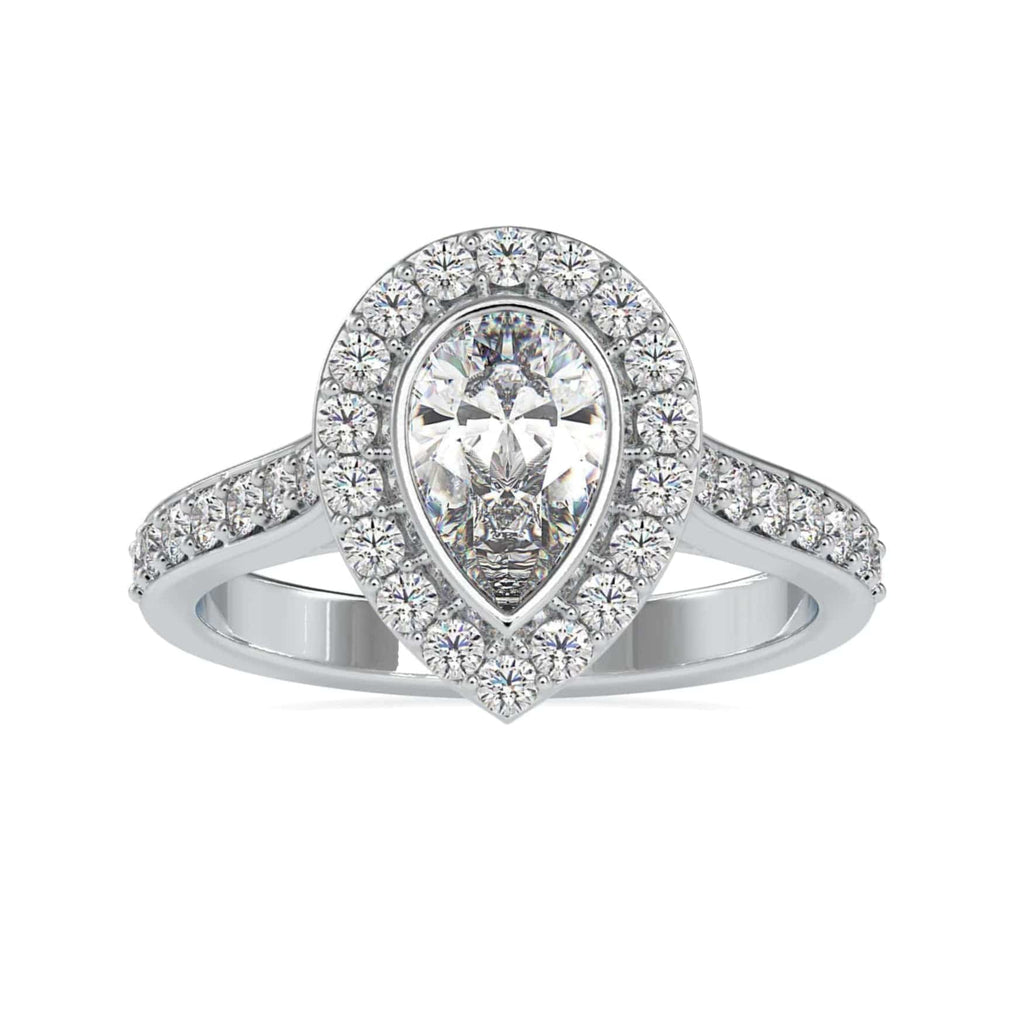 50-Pointer Solitaire Halo Diamond Shank Platinum Engagement Ring JL PT ...