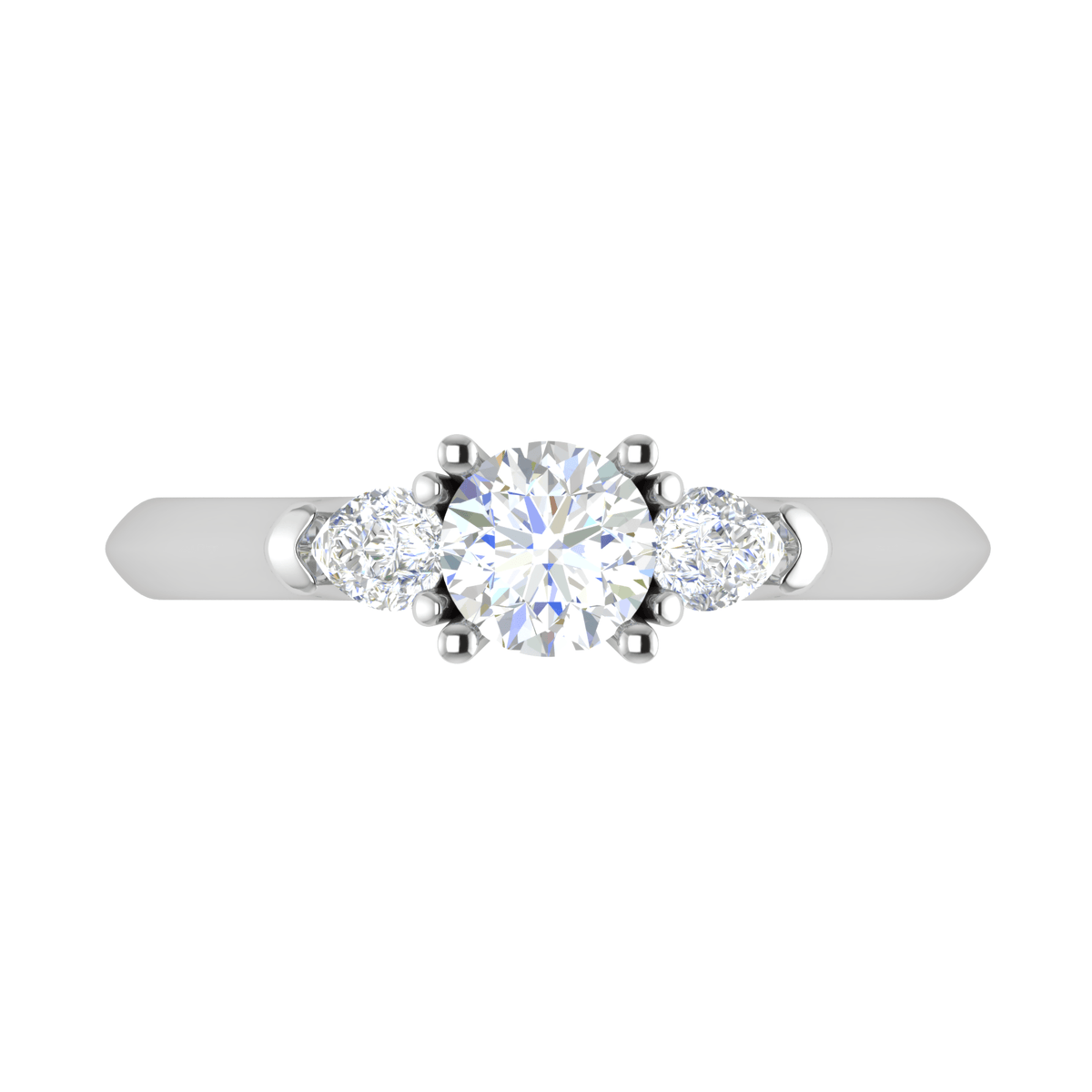 50-Pointer Solitaire Pear Cut Diamonds Accents Platinum Ring JL PT R3