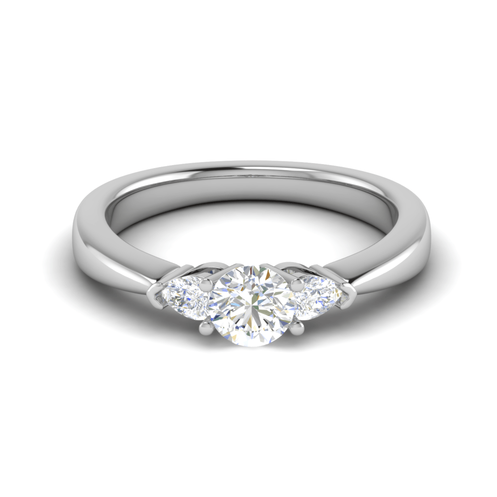 Buy 50-Pointer Solitaire Pear Cut Diamonds Accents Platinum Ring JL PT ...