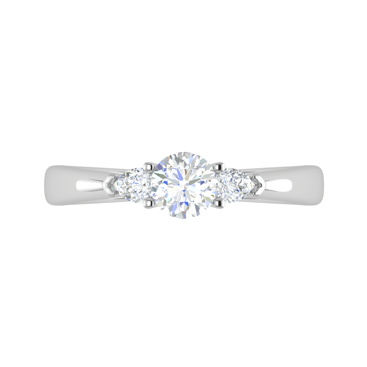 50-Pointer Solitaire Pear Cut Diamonds Accents Platinum Ring JL PT R3