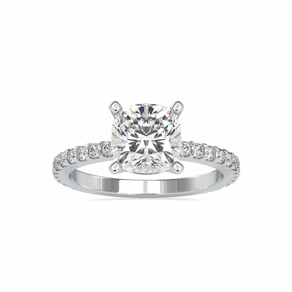 50-Pointer Solitaire Platinum Diamond Shank Engagement Ring JL PT 0052 ...