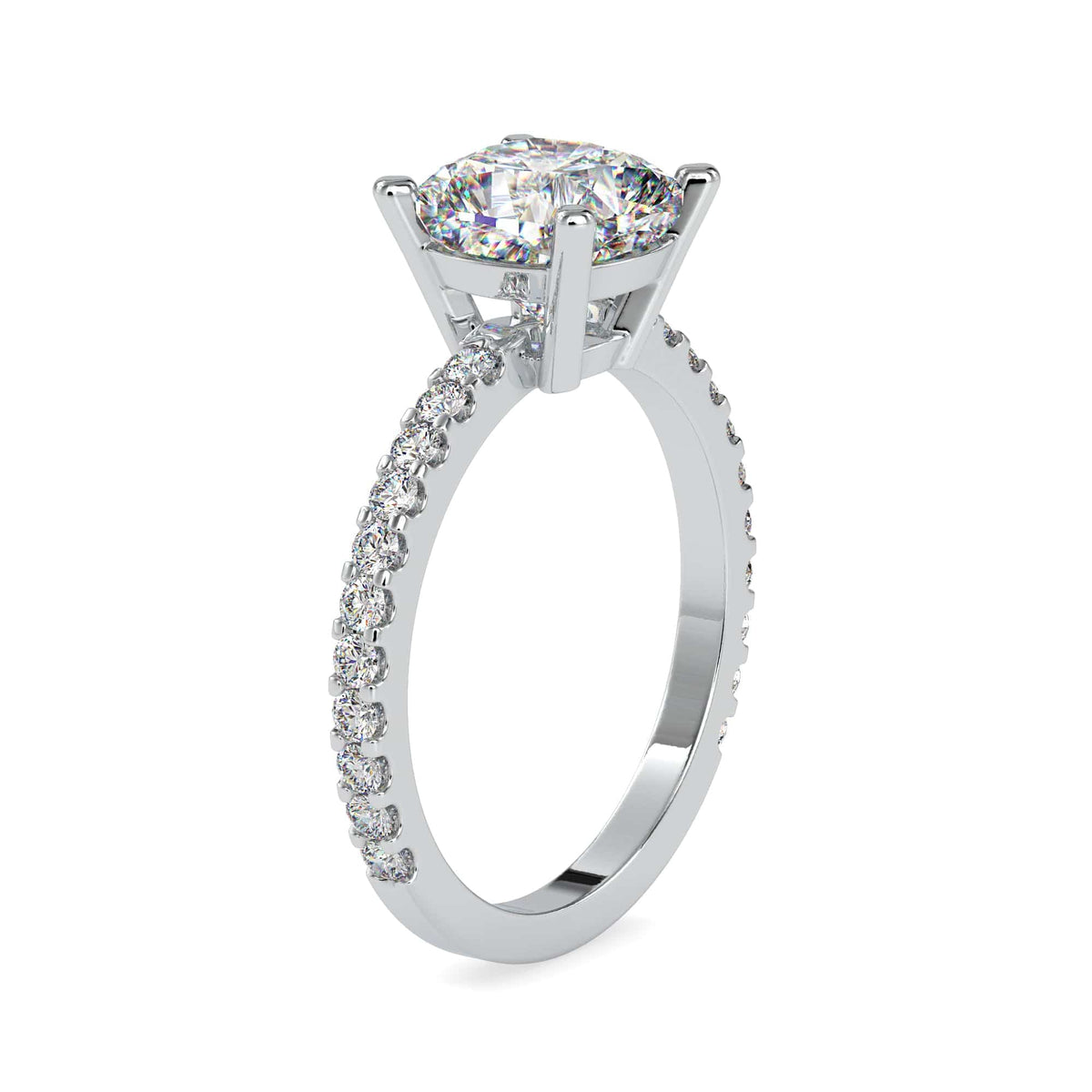 50-Pointer Solitaire Platinum Diamond Shank Engagement Ring JL PT 0052