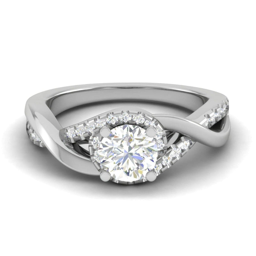 50-Pointer Solitaire Platinum Diamond Single Twisted Shank Engagement ...