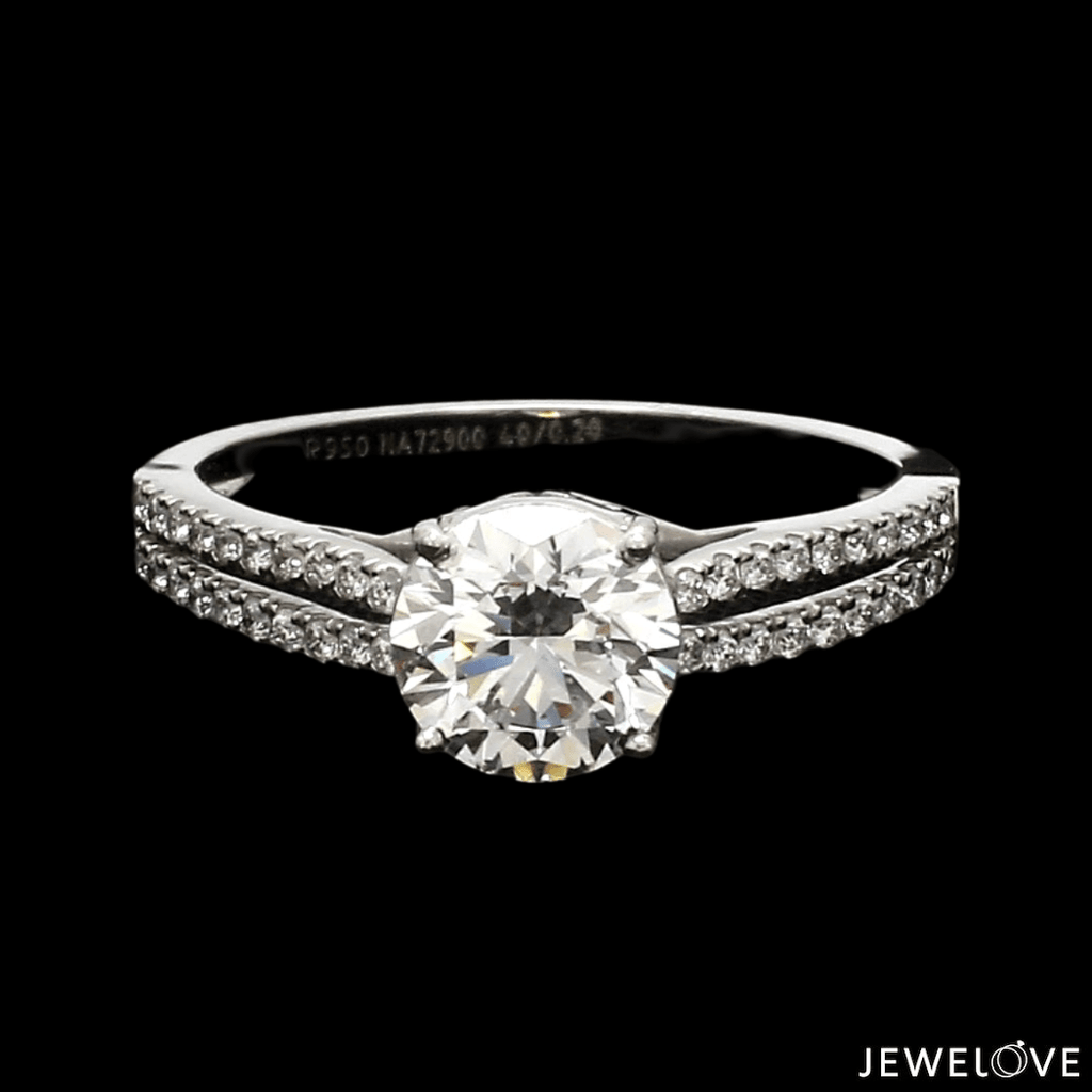 50-Pointer Solitaire Platinum Diamond Split Shank Ring JL PT 1221-A ...