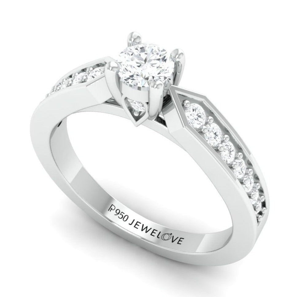 50-Pointer Solitaire Platinum Ring with Diamond Accents JL PT 672-A ...