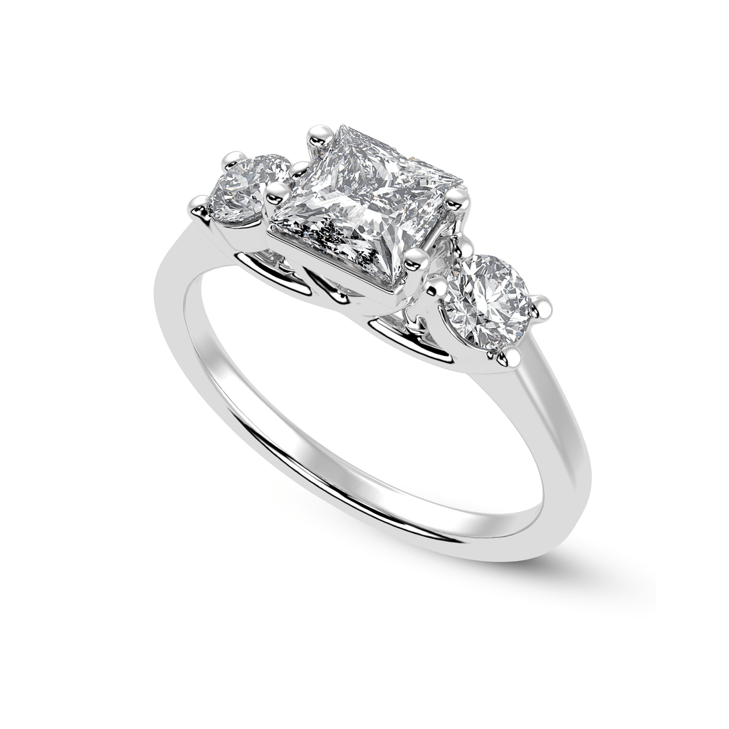 70-Pointer Princess Cut Solitaire Diamond Accents Platinum Ring JL PT ...