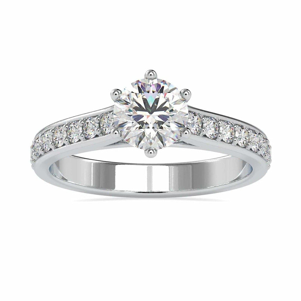 70-Pointer Solitaire Platinum Diamond Shank Engagement Ring JL PT 0027 ...