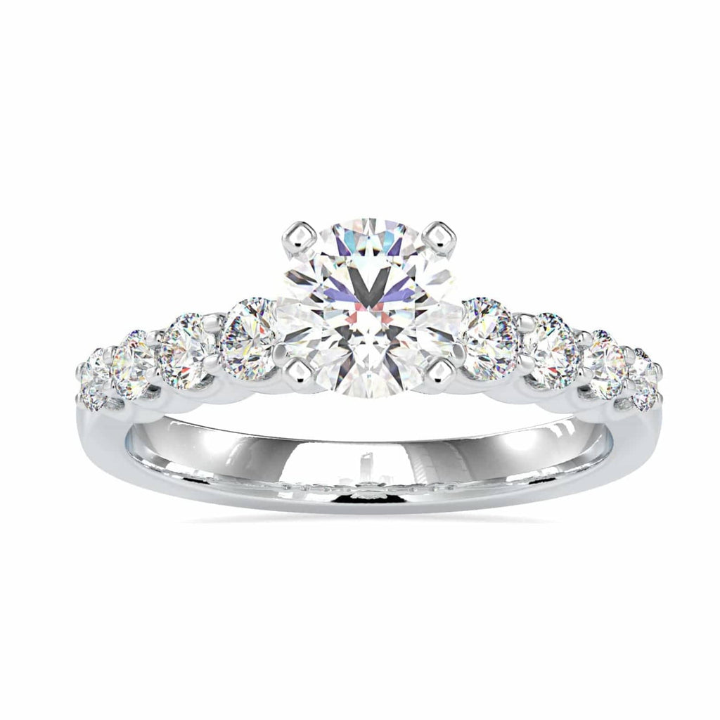70-Pointer Solitaire Platinum Diamond Shank Engagement Ring JL PT 0119 ...