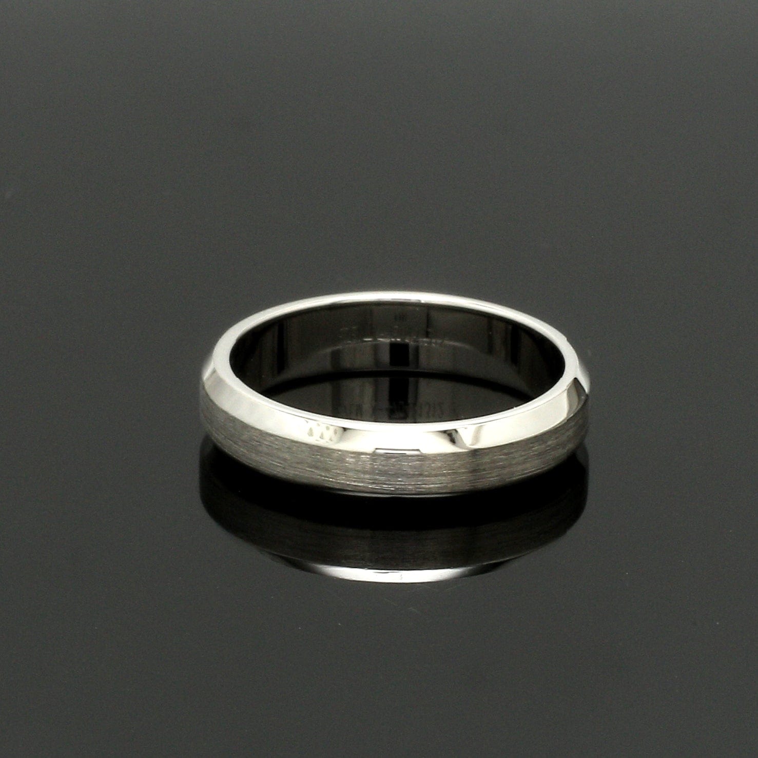 Beveled Edges Plain Platinum Couple Ring JL PT 616 - A Solid