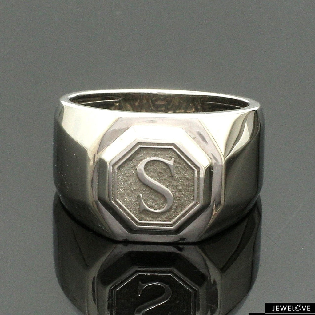 Customised Alphabet / Initial Platinum Signet Ring for Men JL PT 1373 ...