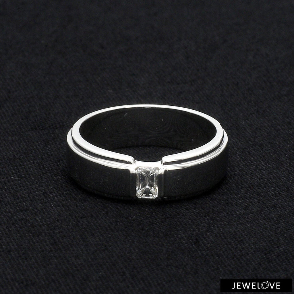 Jewelove™ Rings Men's Band only Customised Emerald Cut Diamond Ring
