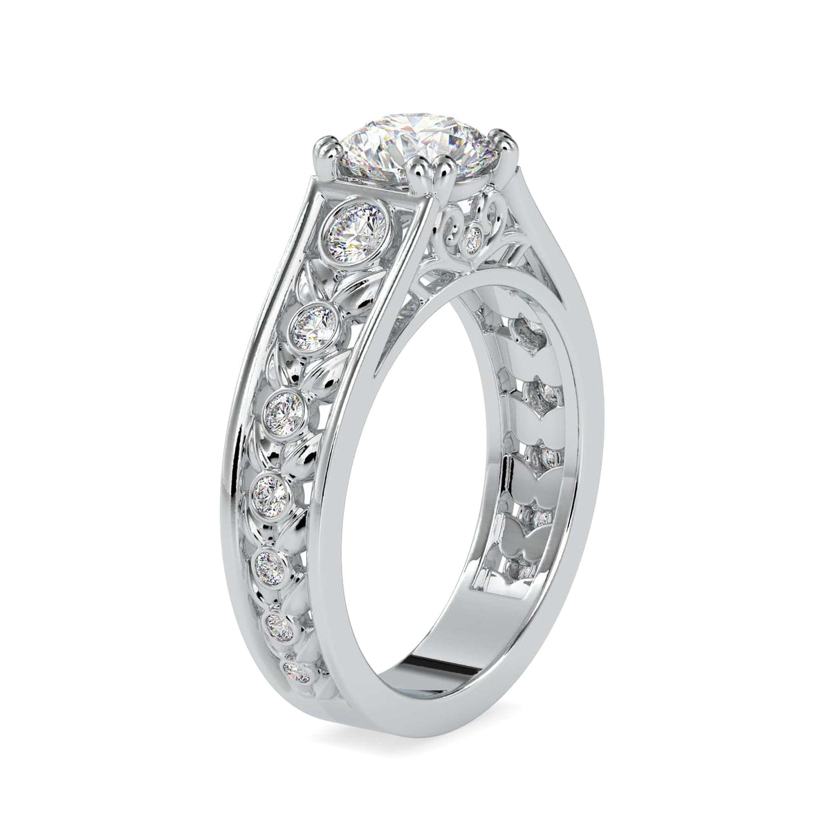 Designer 30-Pointer Solitaire Diamond Shank Engagement Ring JL PT 0049