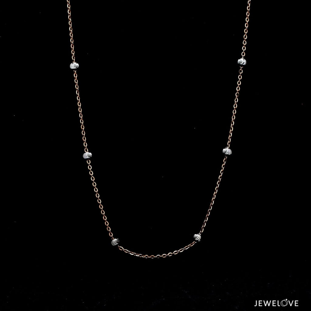 Japanese 2.75mm Diamond Cut Balls Platinum Rose Gold Chain JL PT CH 12