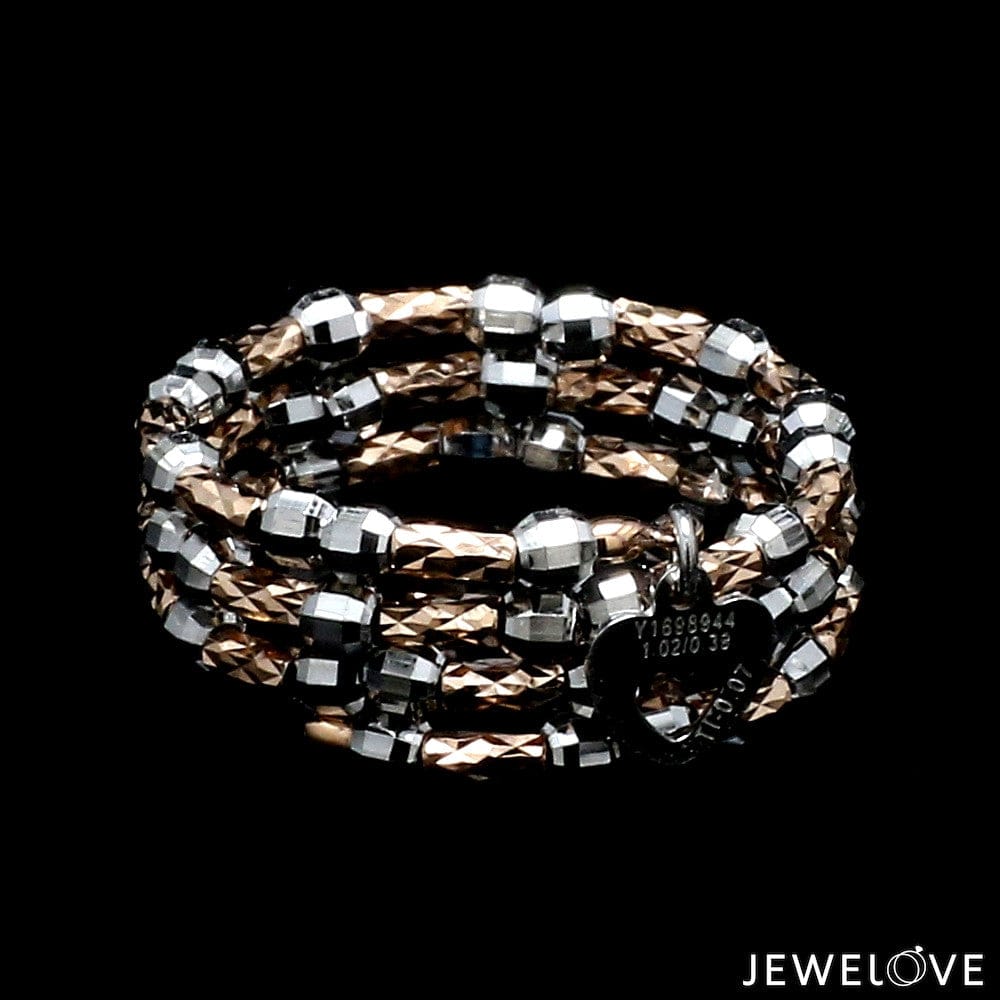 Japanese 3 Row Flexible Platinum Rose Gold Fusion Ring with Diamond Cu ...