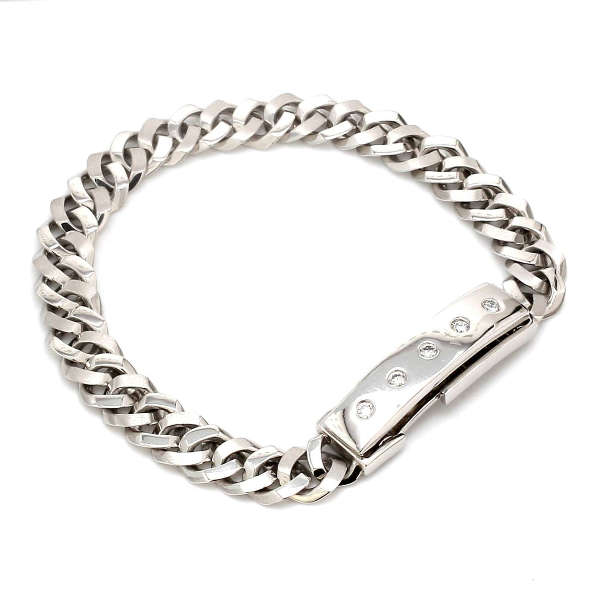 Men of Platinum | Heavy Platinum Bracelet with Unique Diamond Studded