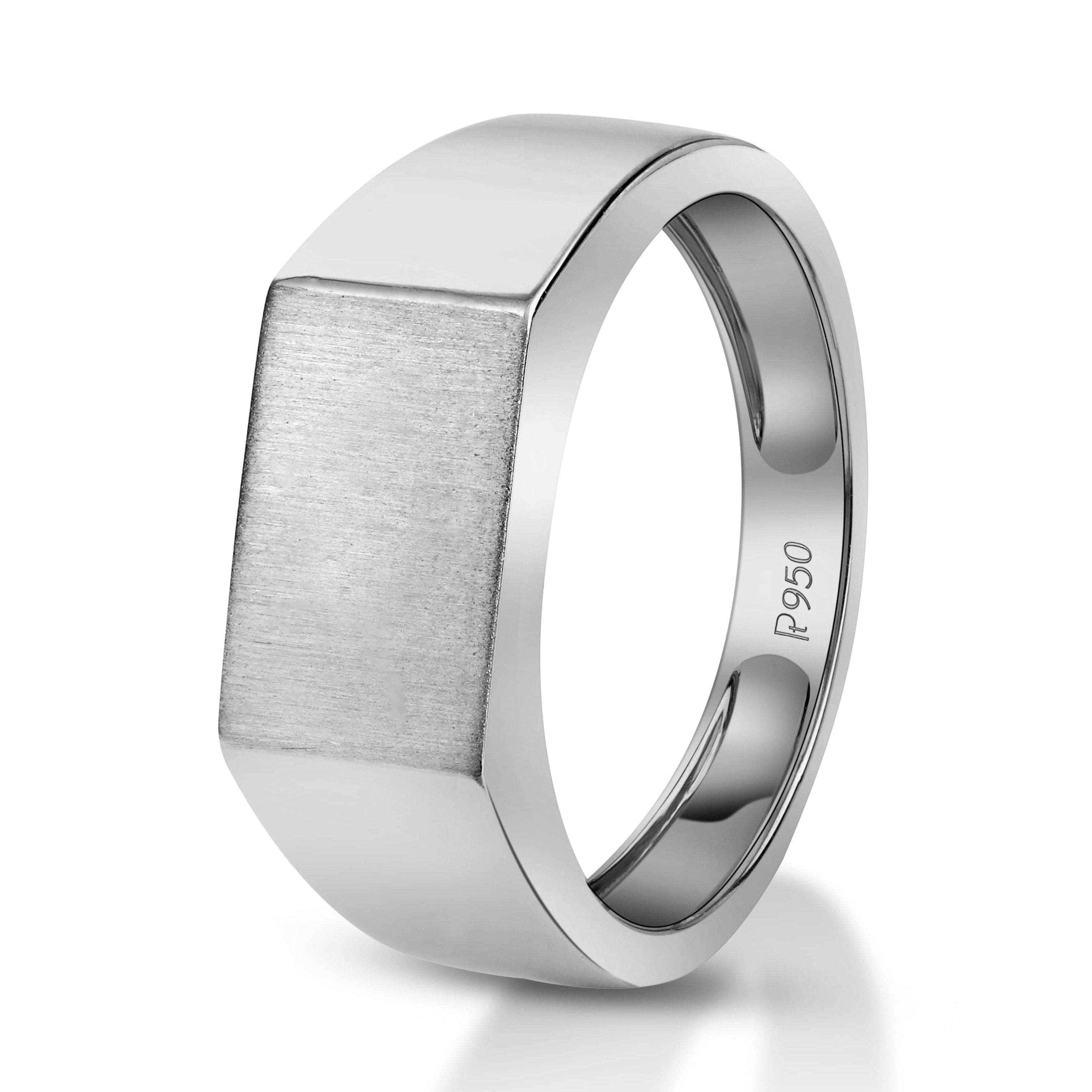 Mens Rings Flat Top Wedding Band Men of Platinum Heavy Platinum Signet ...