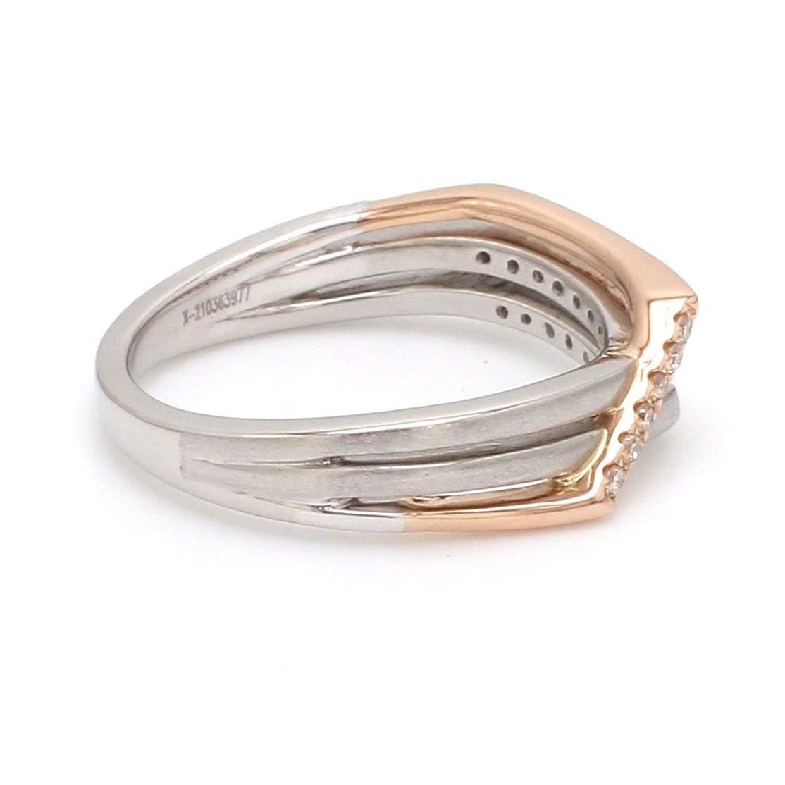 Parallel Paths Platinum Couple Rings with Rose Gold & Diamonds JL PT 9