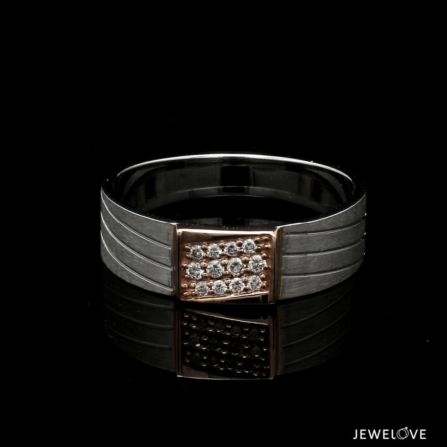 Jewelove™ Rings Parallel Paths Platinum Couple Rings with Rose Gold & Diamonds JL PT 966