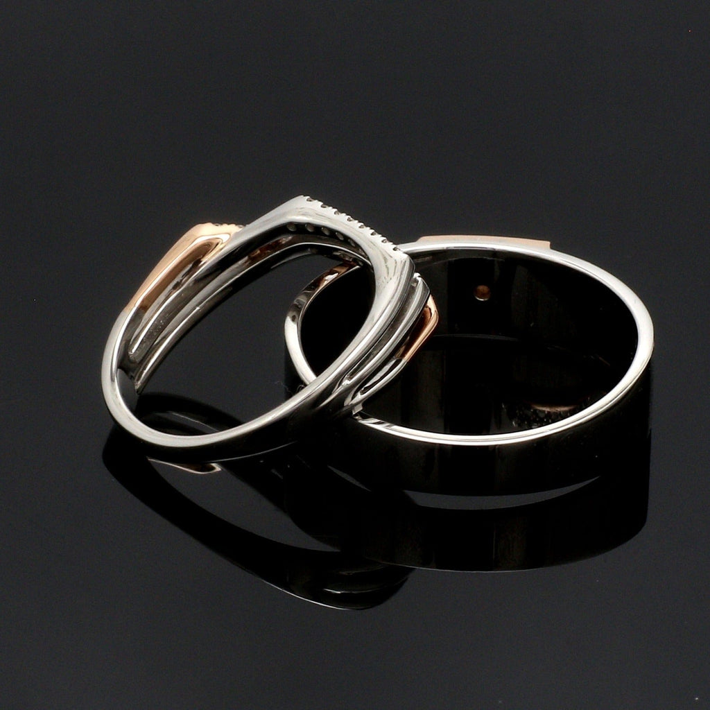 Parallel Paths Platinum Couple Rings with Rose Gold & Diamonds JL PT 9