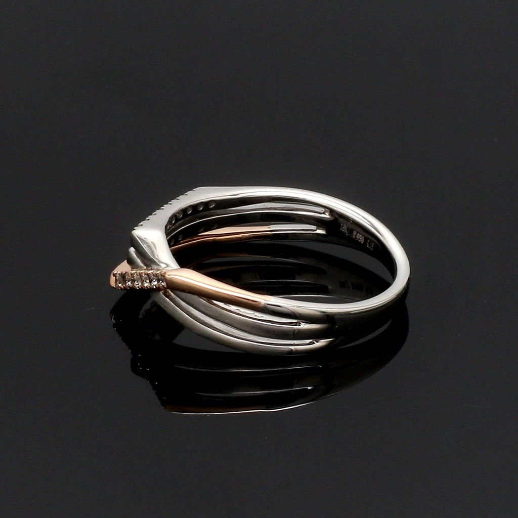 Parallel Paths Platinum Couple Rings with Rose Gold & Diamonds JL PT 9