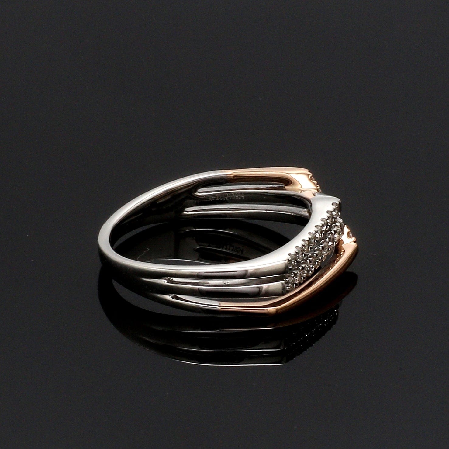 Jewelove™ Rings Parallel Paths Platinum Couple Rings with Rose Gold & Diamonds JL PT 966
