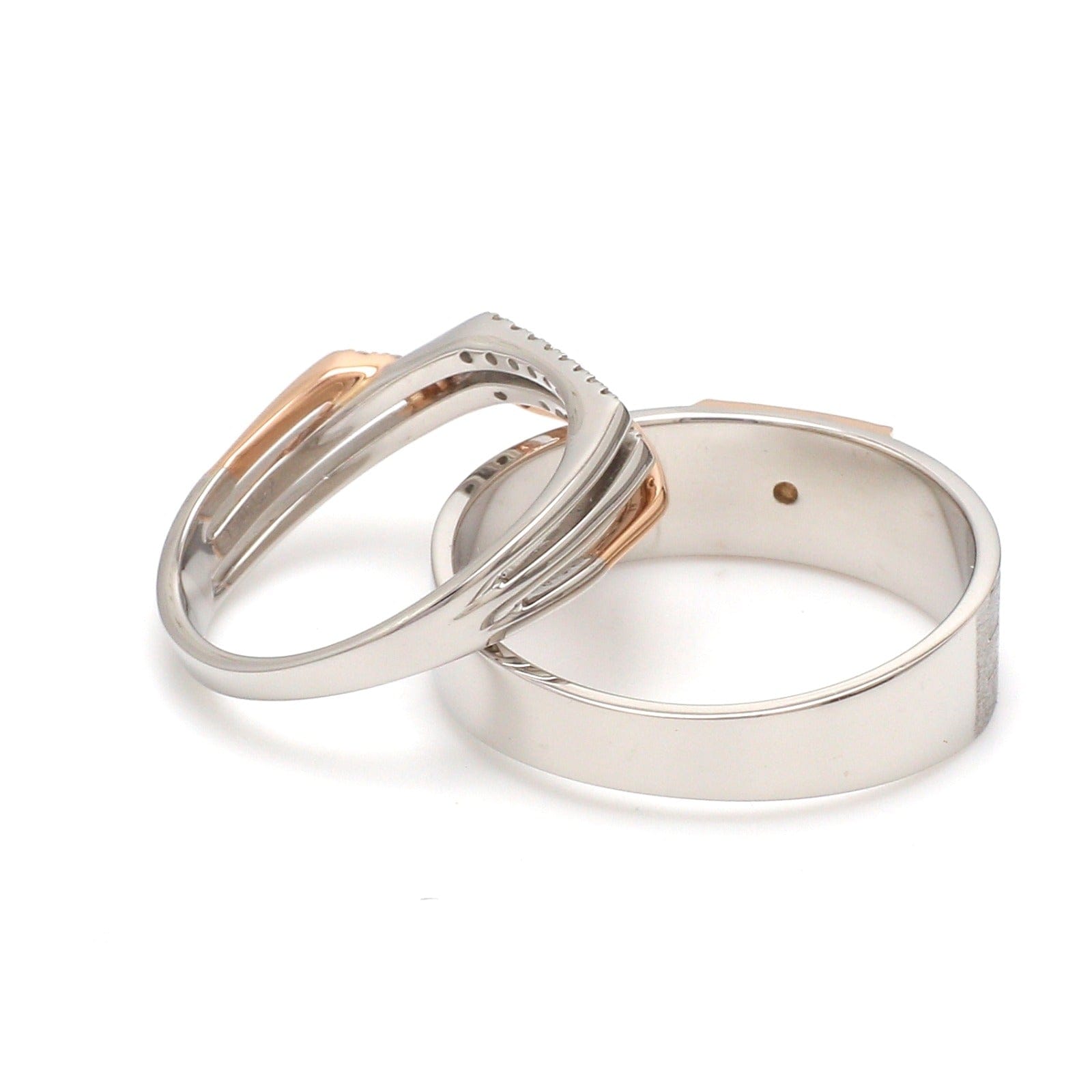 Jewelove™ Rings Parallel Paths Platinum Couple Rings with Rose Gold & Diamonds JL PT 966