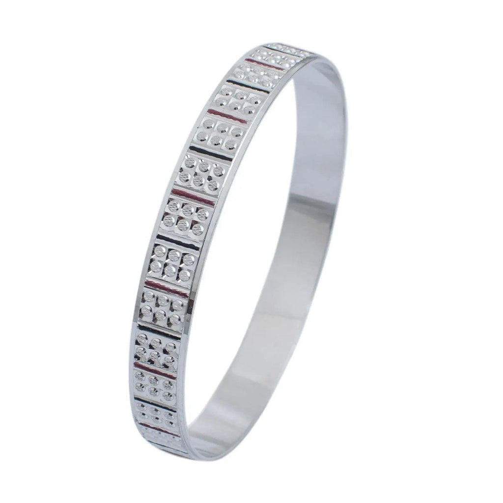 Platinum Bangle for Women with Diamond Cut, Pink and Black Enamel JL P ...