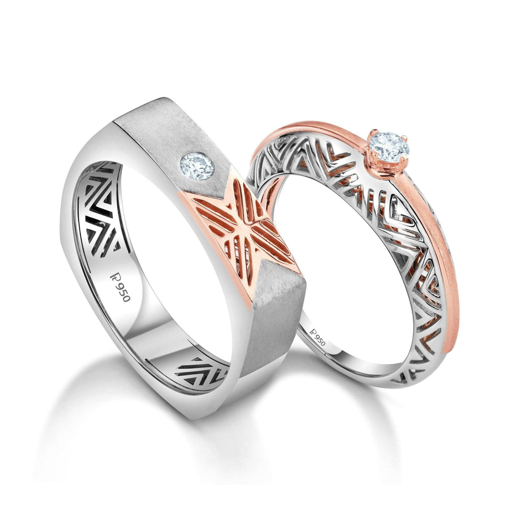 Platinum & Rose Gold Couple Rings with Single Diamonds JL PT 952 ...